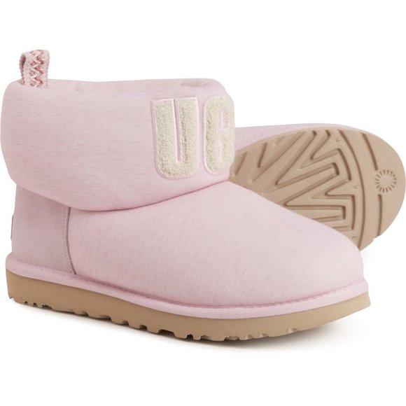 UGG | Shoes | Ugg Classic Mini Fur Jersey Cozy Boots Size 7 Light Pink ...